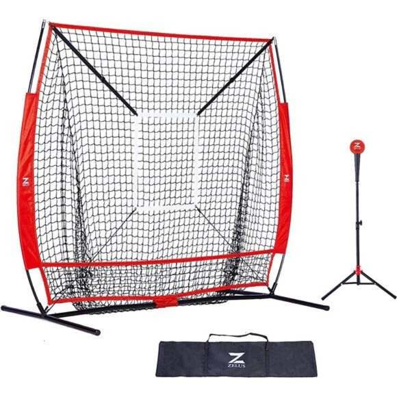 Games | Baseball Net And Tee 5x5ft 7x7ft Baseball Net Portable With ...